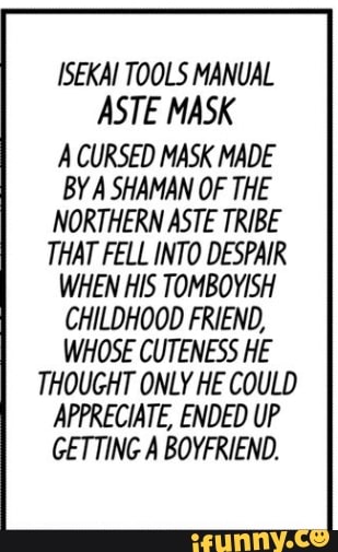 ISEKAI TOOLS MANUAL ASTE MASK A CURSED MASK MADE BY A SHAMAN OF THE ...