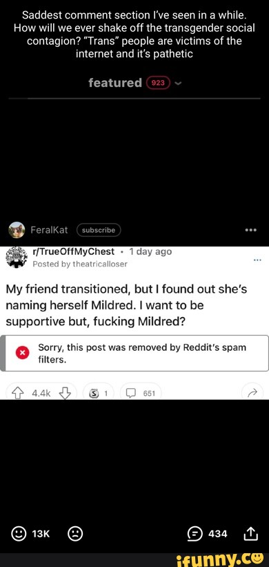 Saddest comment section I've seen in a while. How will we ever shake ...