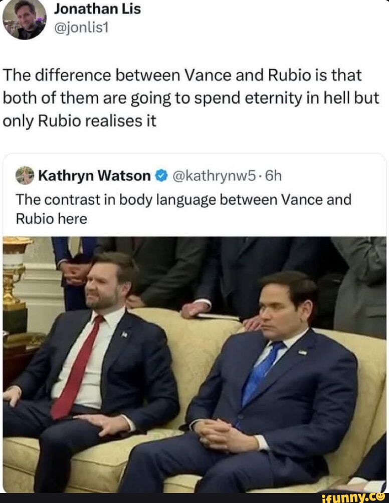Jonathan Lis @jonlis1 The difference between Vance and Rubio is that ...