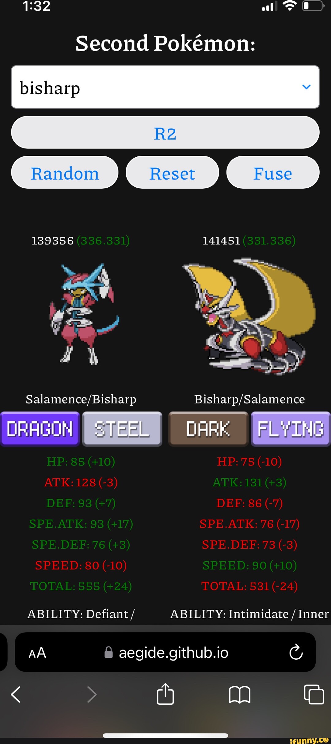 Al Second Pokemon: bisharp Random Fuse 139356 141451 DRAGON =TEEL DARK ...