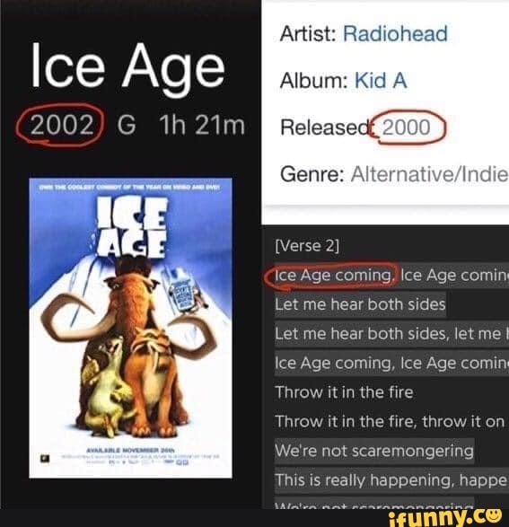 Ice Age Album: Kid 2002) G 1h21m Artist: Radiohead Album: Kid A 2000 ...