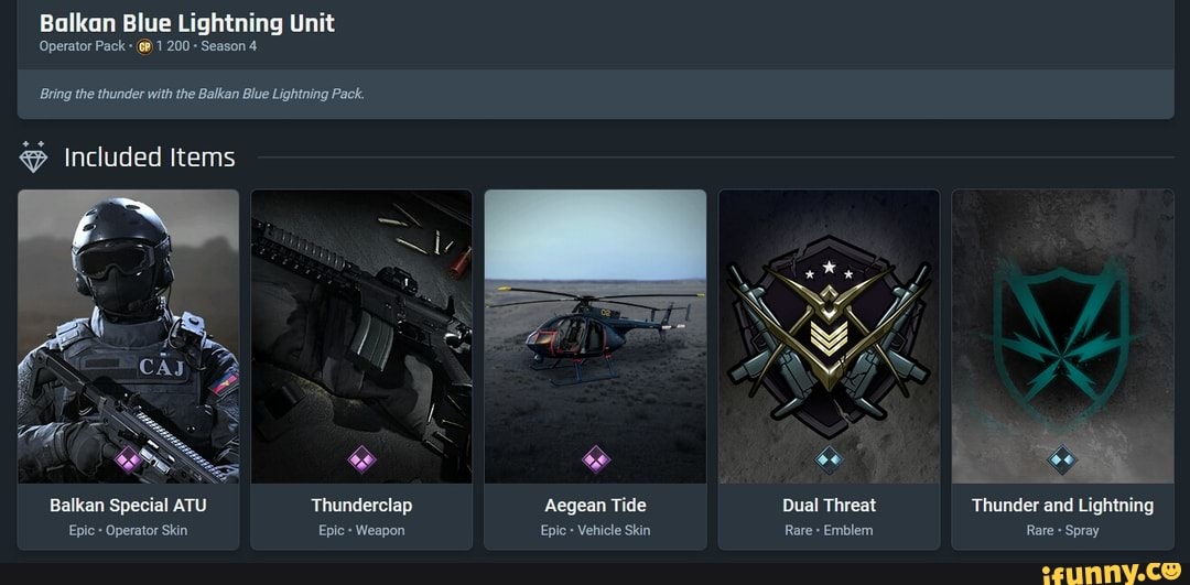 Balkan Special ATU Epic Operator Skin Thunderclap Epic Weapon 'Aegean ...