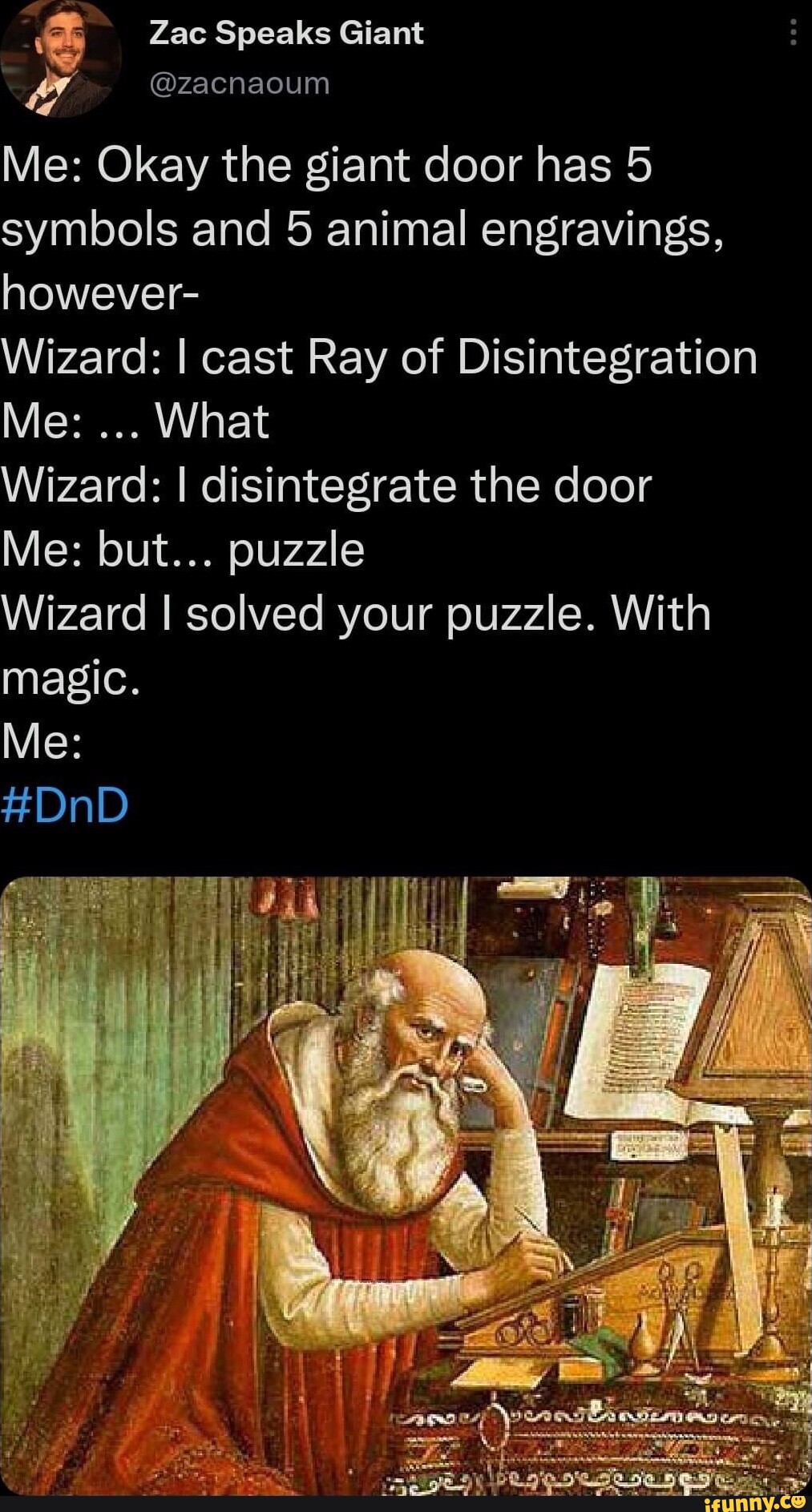 Zac Speaks Giant @zacnaoum Me: Okay the giant door has 5 symbols and 5 ...