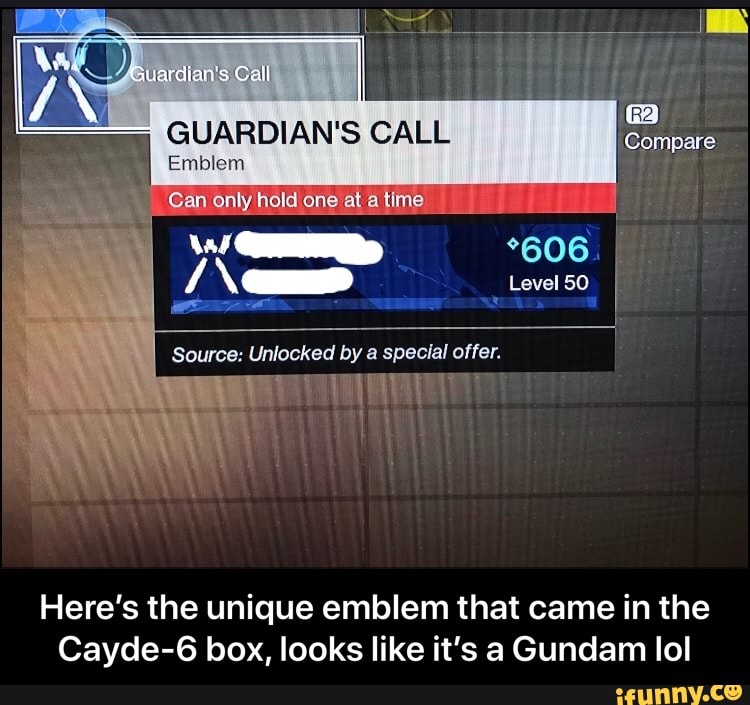 Here's the unique emblem that came in the Cayde-6 box, looks like it's ...