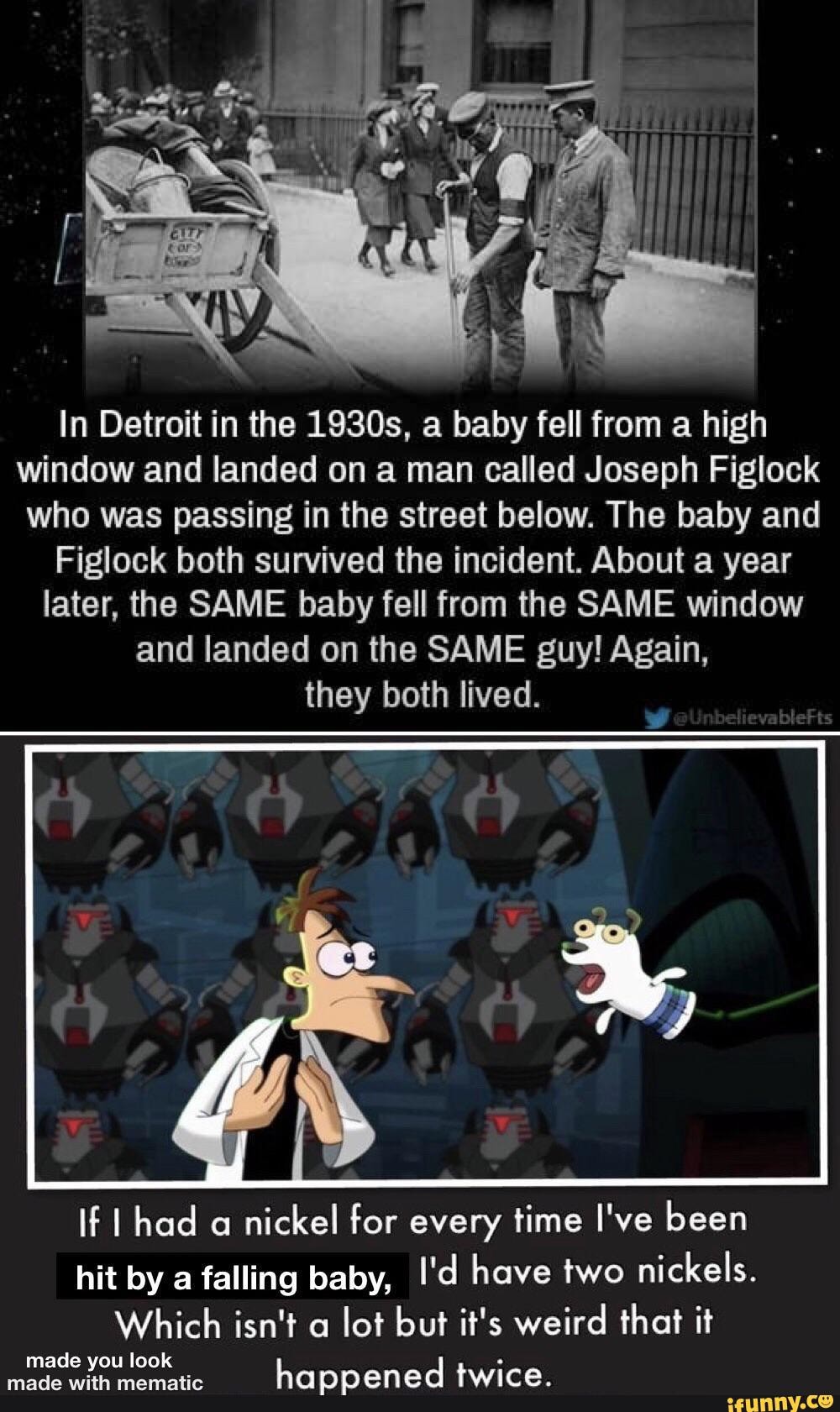 In Detroit in the 1930s, a baby fell from a high window and landed on a ...