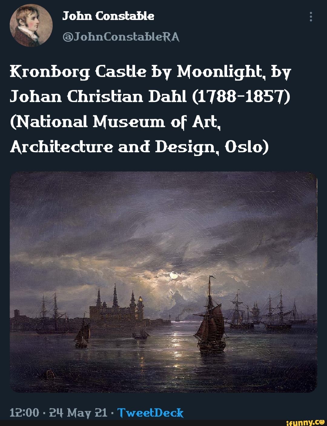 John Constable @JohnConstableRA Kronborg Castle by Moonlight, by Johan ...