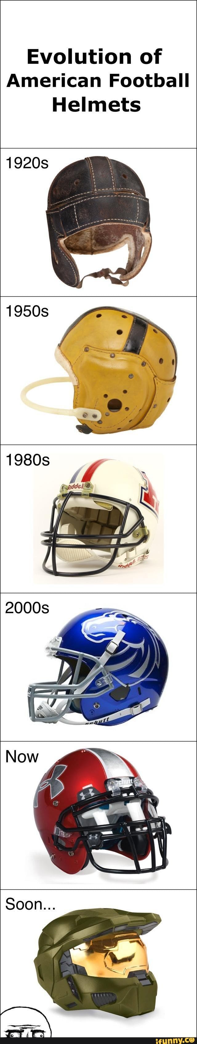 Evolution of American Football Helmets 1950s 2000s - iFunny