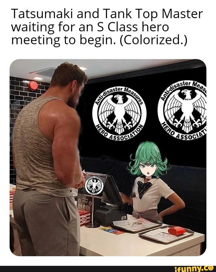 Tatsumaki and Tank Top Master waiting for an S Class hero meeting to ...
