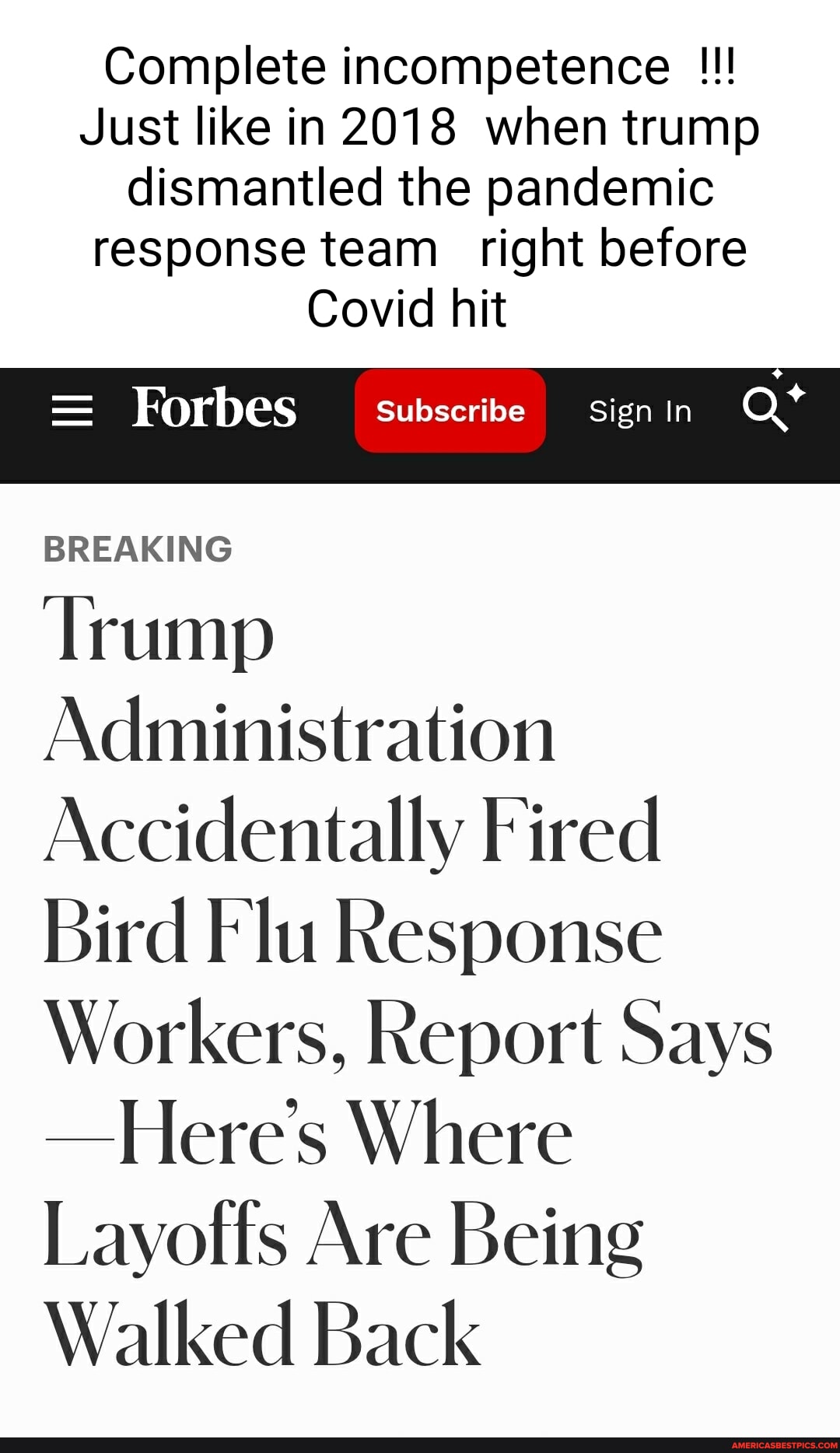 Complete incompetence Just like in 2018 when trump dismantled the ...