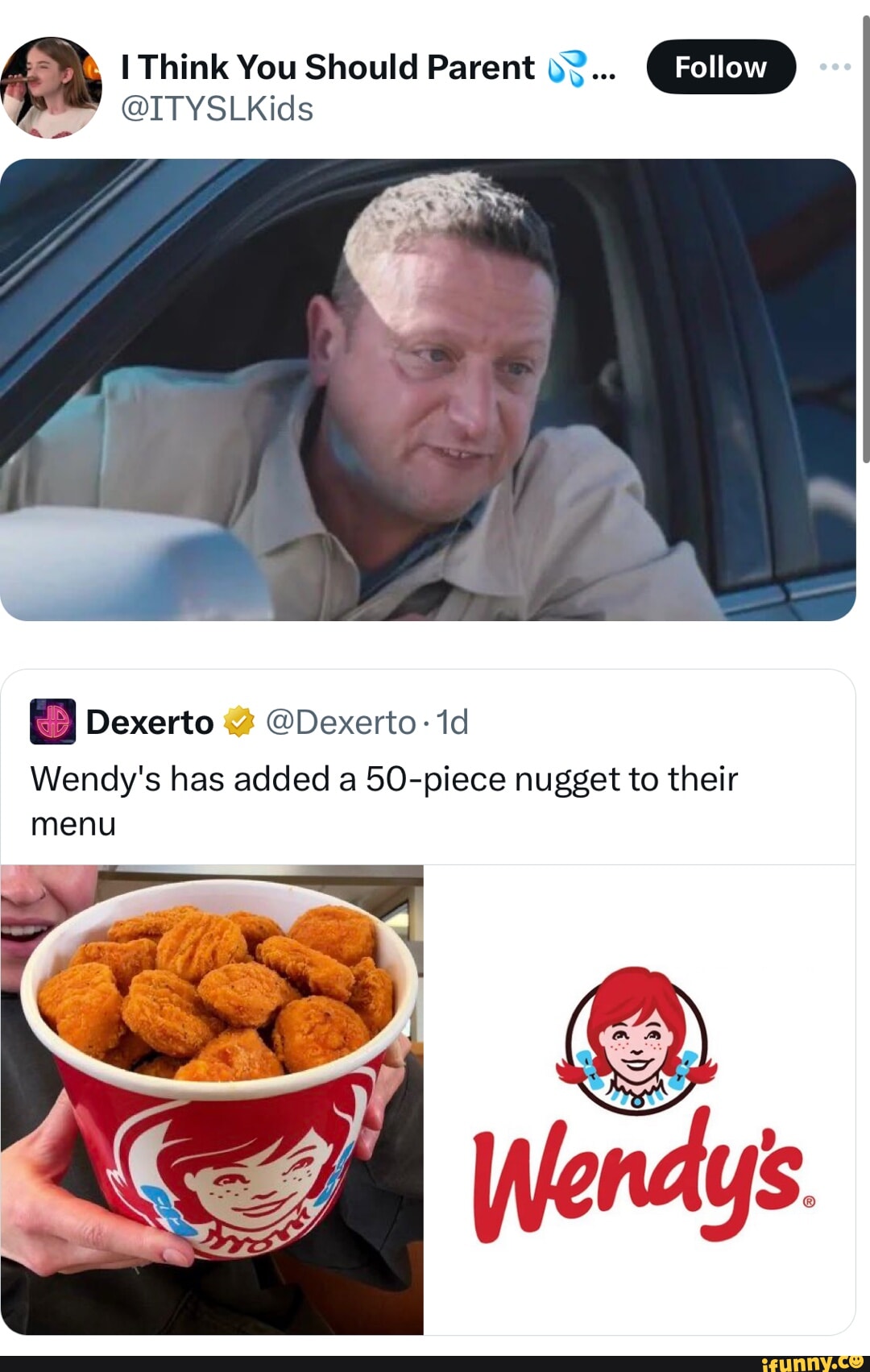 I Think You Should Parent Follow Dexerto @Dexerto- Wendy's has added a ...