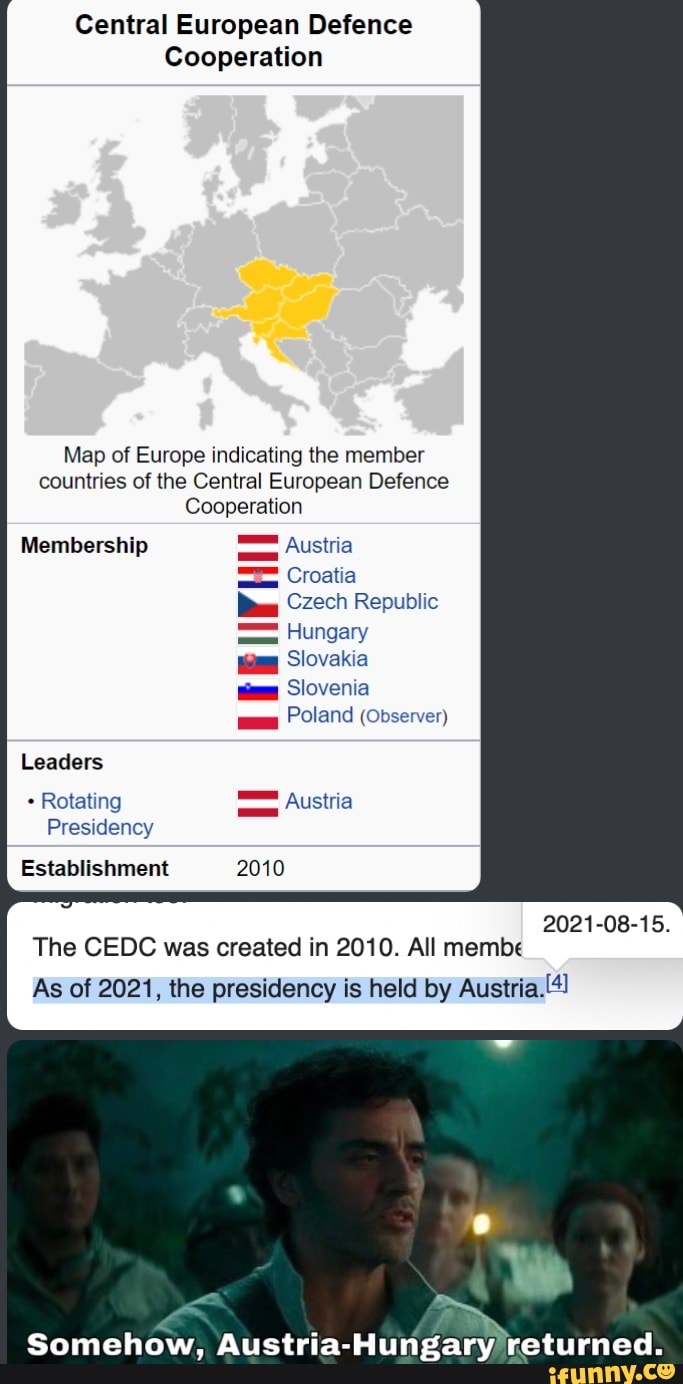Central European Defence Cooperation Map of Europe indicating the ...