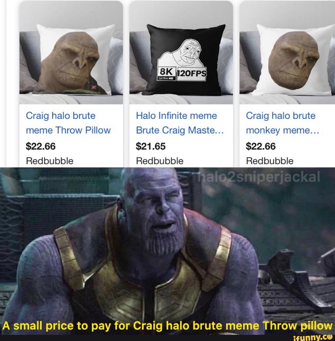 Craig halo brute Halo Infinite meme Craig halo brute meme Throw Pillow ...