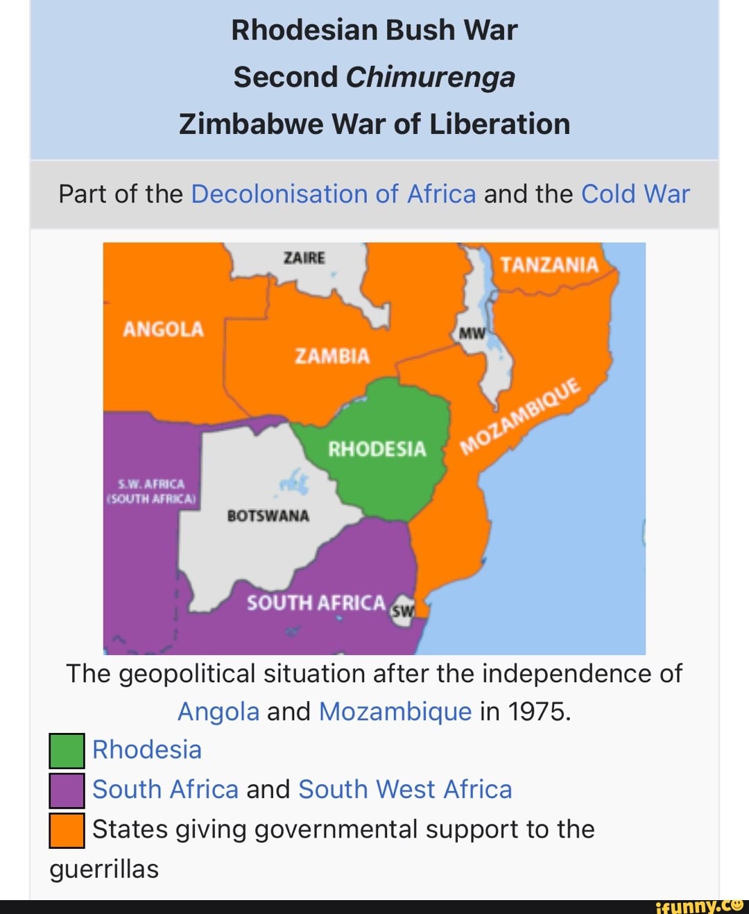Rhodesian Bush War Second Chimurenga Zimbabwe War of Liberation Part of ...