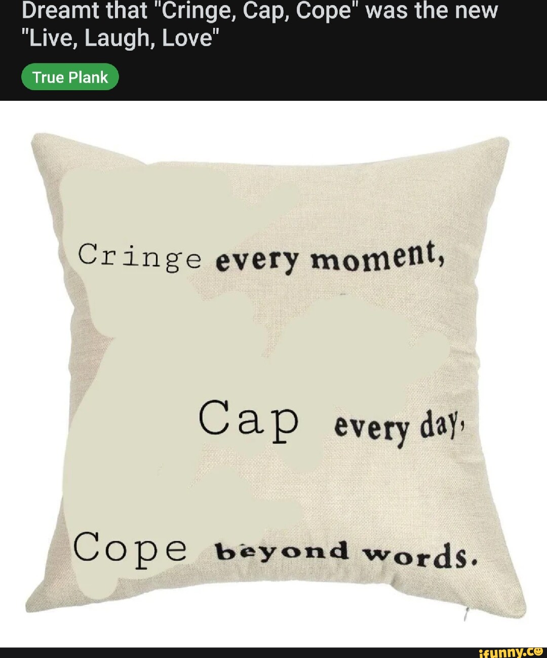 Dreamt that "Cringe, Cap, Cope' was the new "Live, Laugh, Love" True ...
