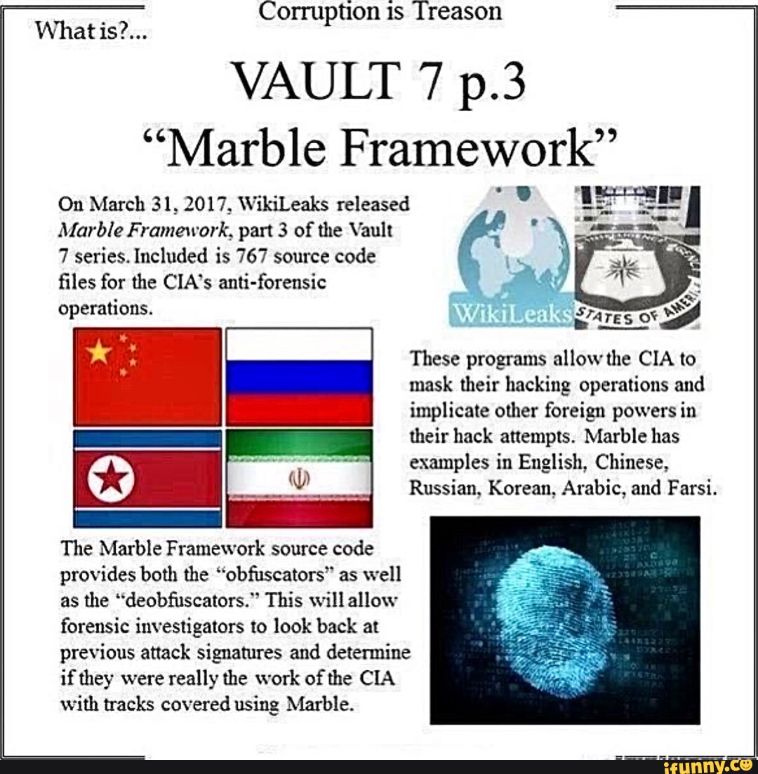 Corruption is [reason VAULT 7 "Marble Framework On March 31, 2017 ...