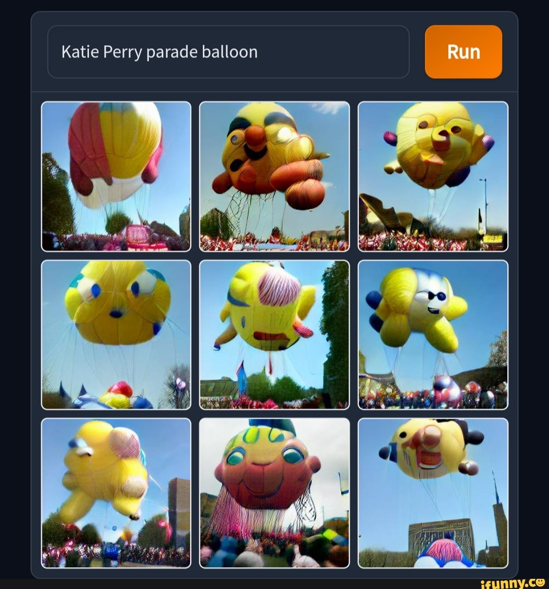 Katie Perry parade balloon Run - iFunny