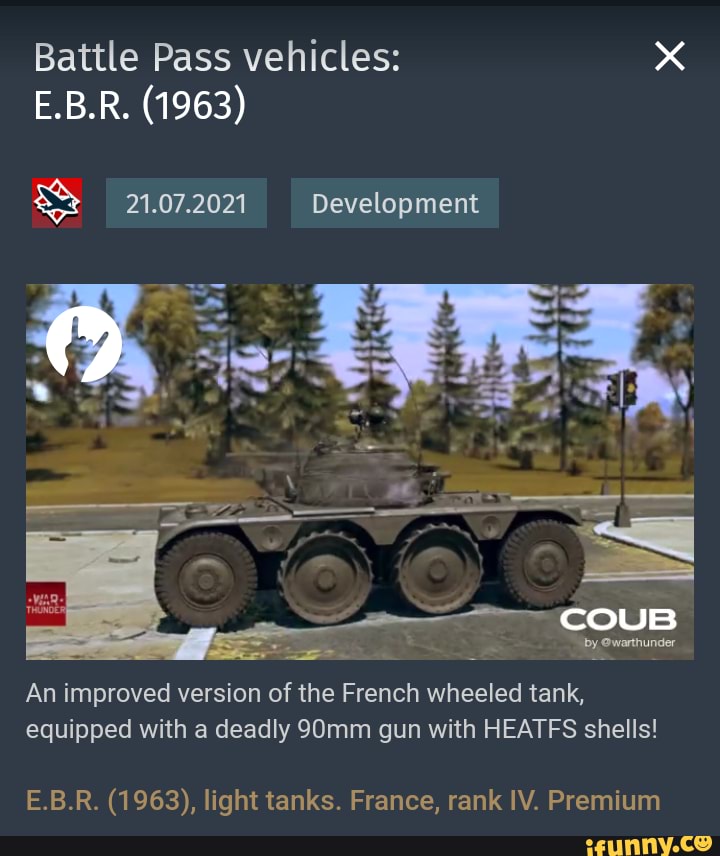 Battle Pass vehicles: (1963) 21.07.2021 Development An improved version ...