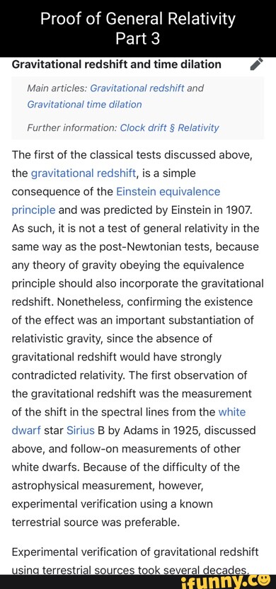 Proof of General Relativity Part Gravitational redshift and time ...