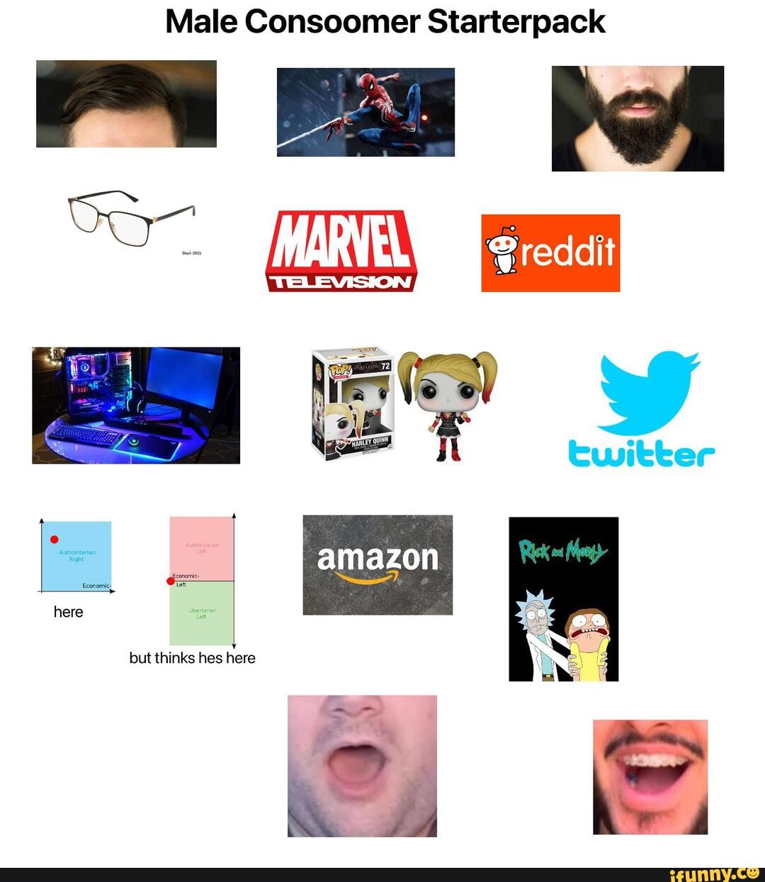 Male Consoomer Starterpack on TELEVISION om y but thinks hes here - iFunny