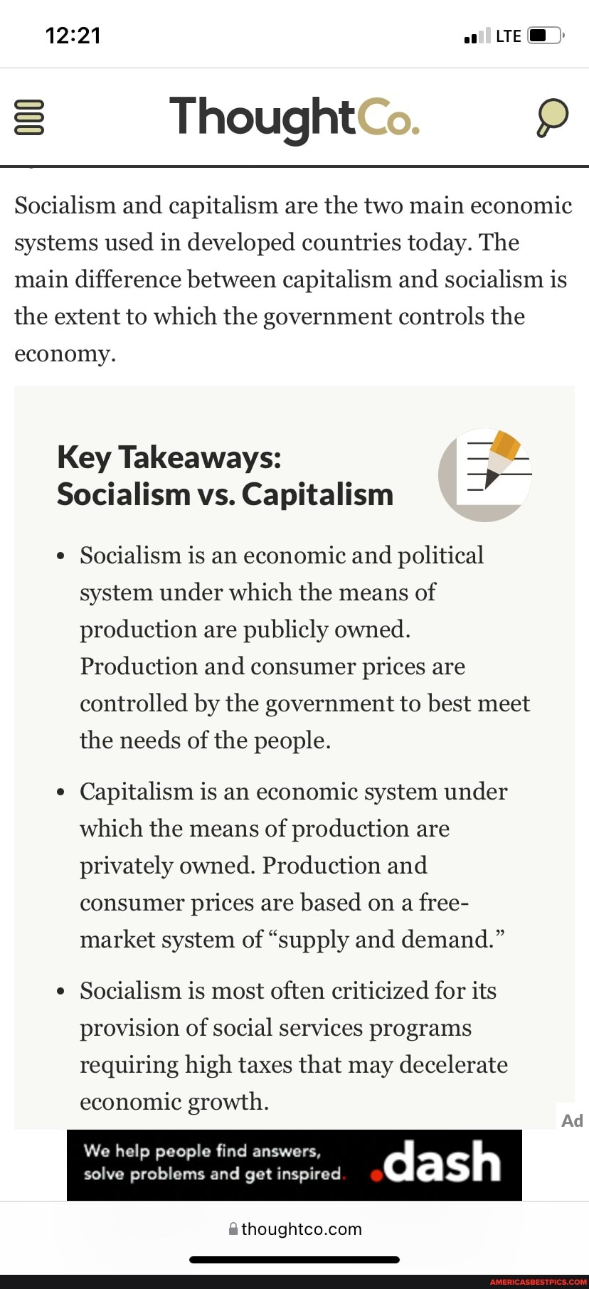 LTE Thought 000 Socialism and capitalism are the two main economic ...