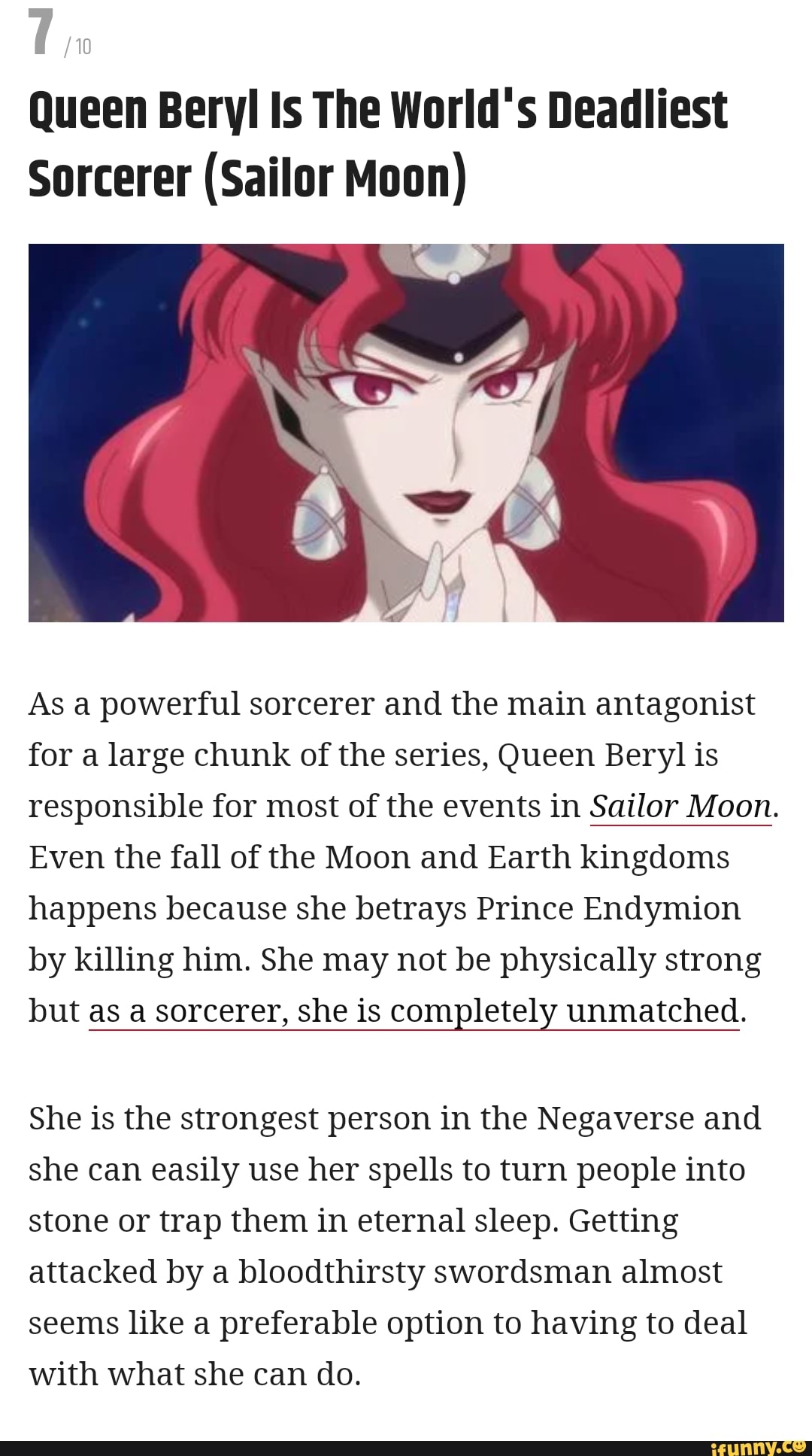 Queen Beryl Is The World's Deadliest Sorcerer (Sailor Moon) As a ...