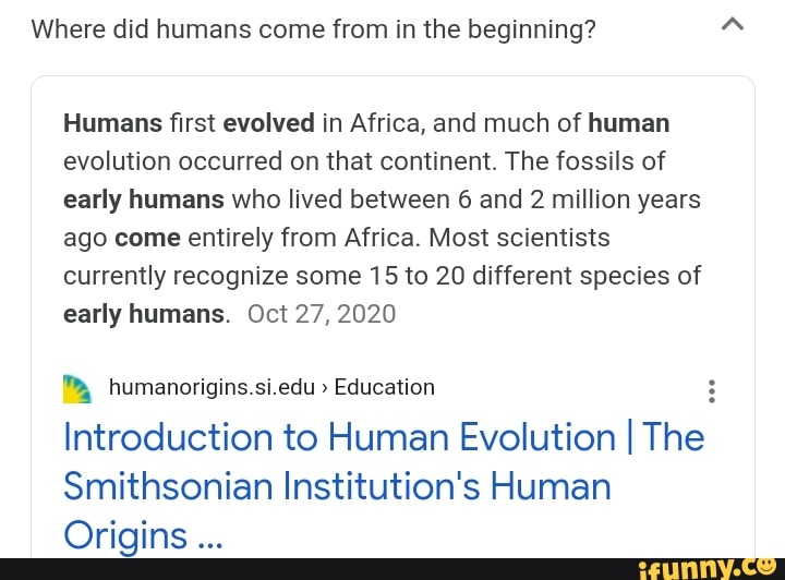 Where Did Humans Come From In The Beginning Humans First Evolved In