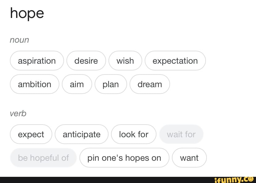 Hope noun aspiration desire wish expectation ambition aim plan dream ...