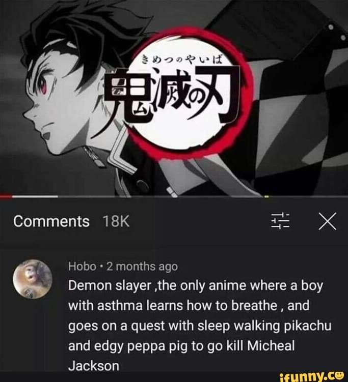 Comments Hobo months ago Demon slayer ,the only anime where a boy with ...