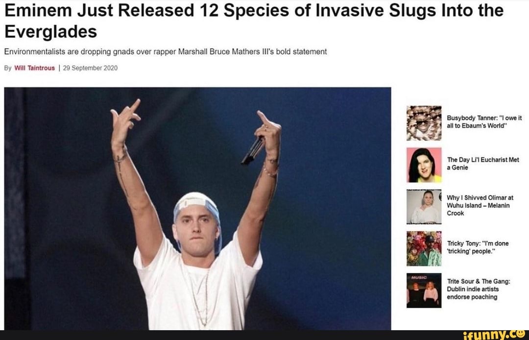 Eminem Just Released 12 Species of Invasive Slugs Into the Everglades ...