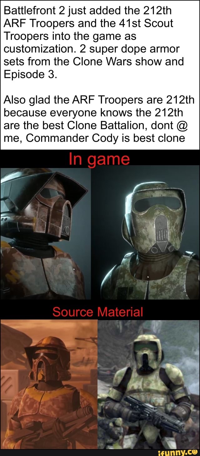 Battlefront 2 just added the 212th ARF Troopers and the 41st Scout ...