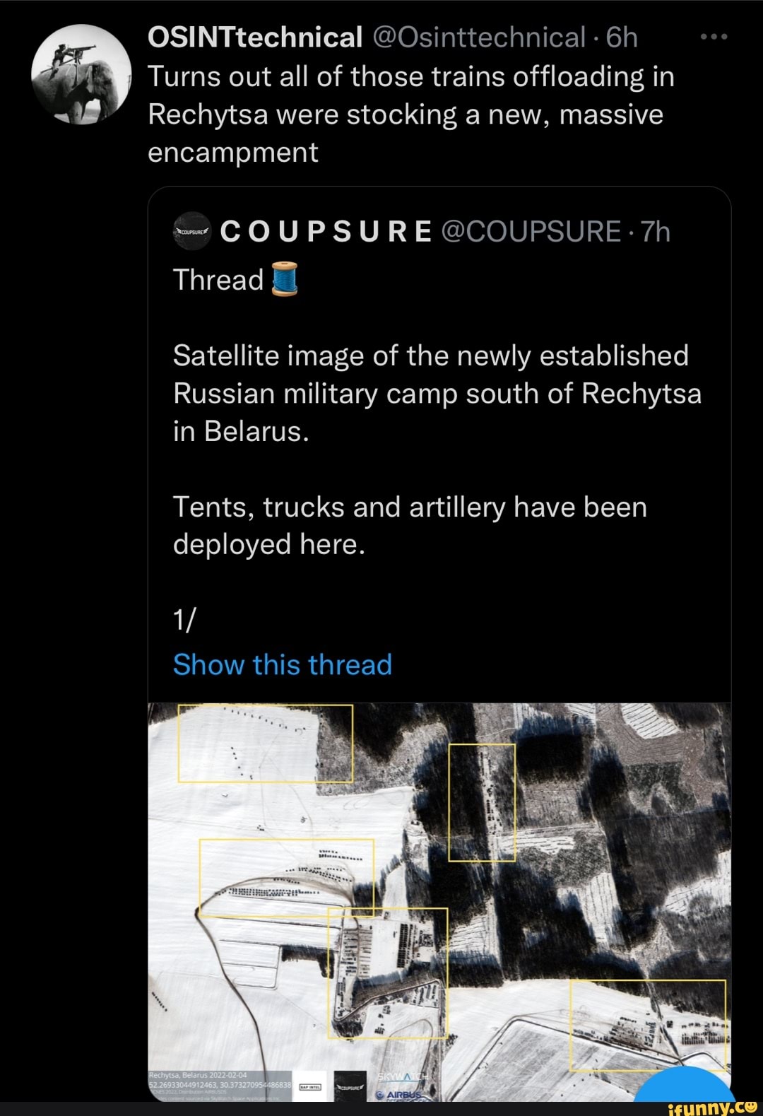 OSINTtechnical @Osinttechnical Turns out all of those trains offloading ...