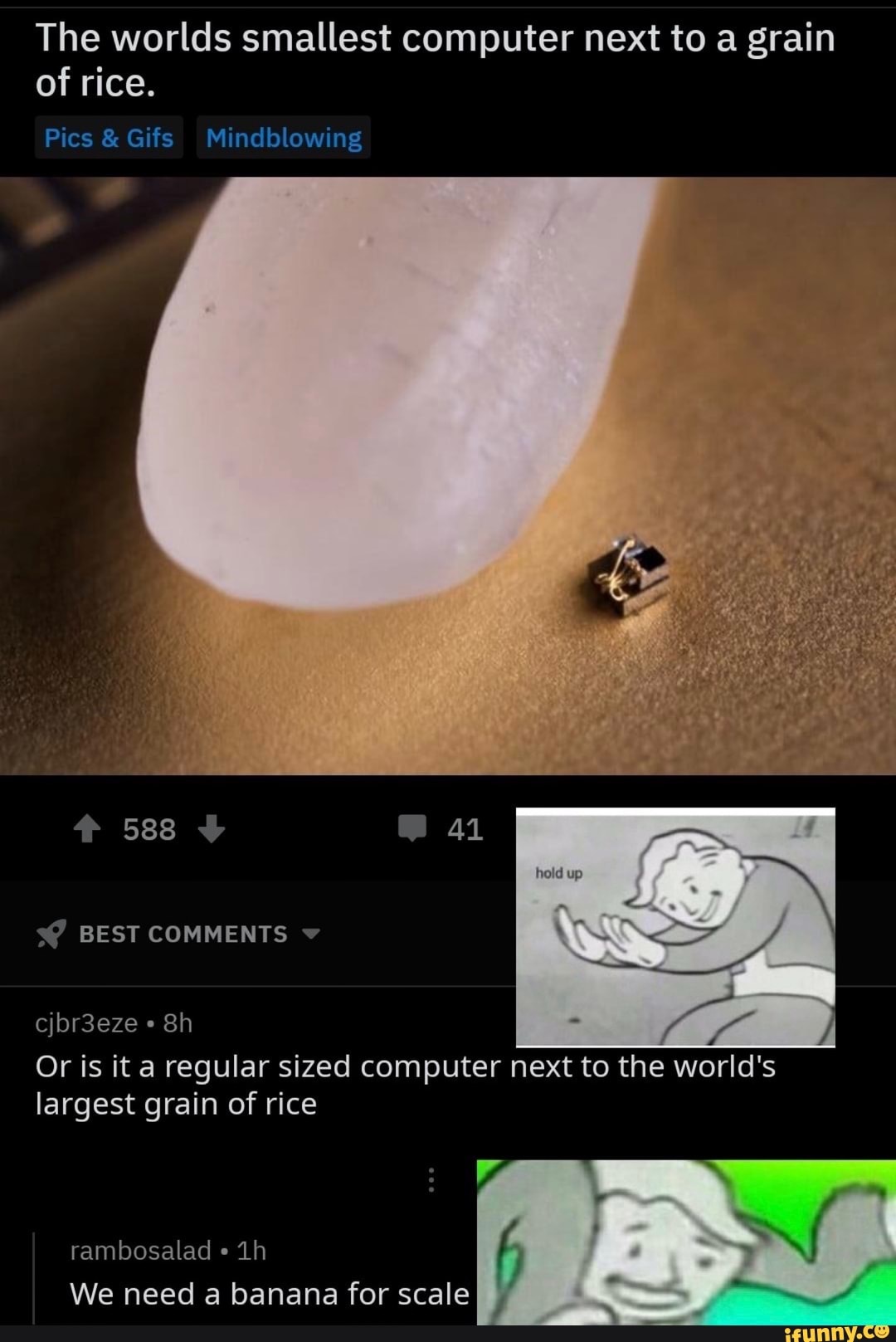 The worlds smallest computer next to a grain of rice. cjbr3eze 8h Or is ...