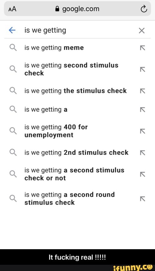 AA @ is we getting is we getting meme is we getting second stimulus ...