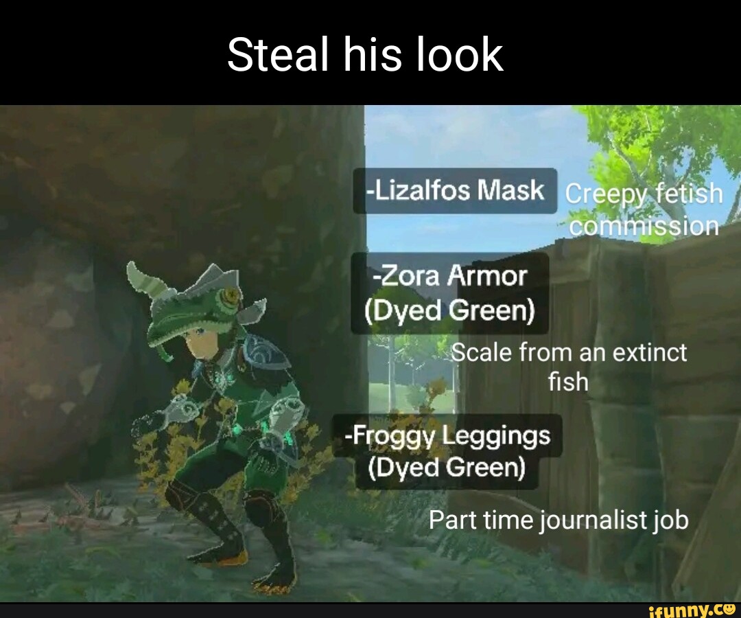 Steal his look -Lizalfos Mask Creepy fetish commission -Zora Armor ...