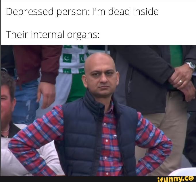 Depressed person: I'm dead inside Their internal organs: - iFunny