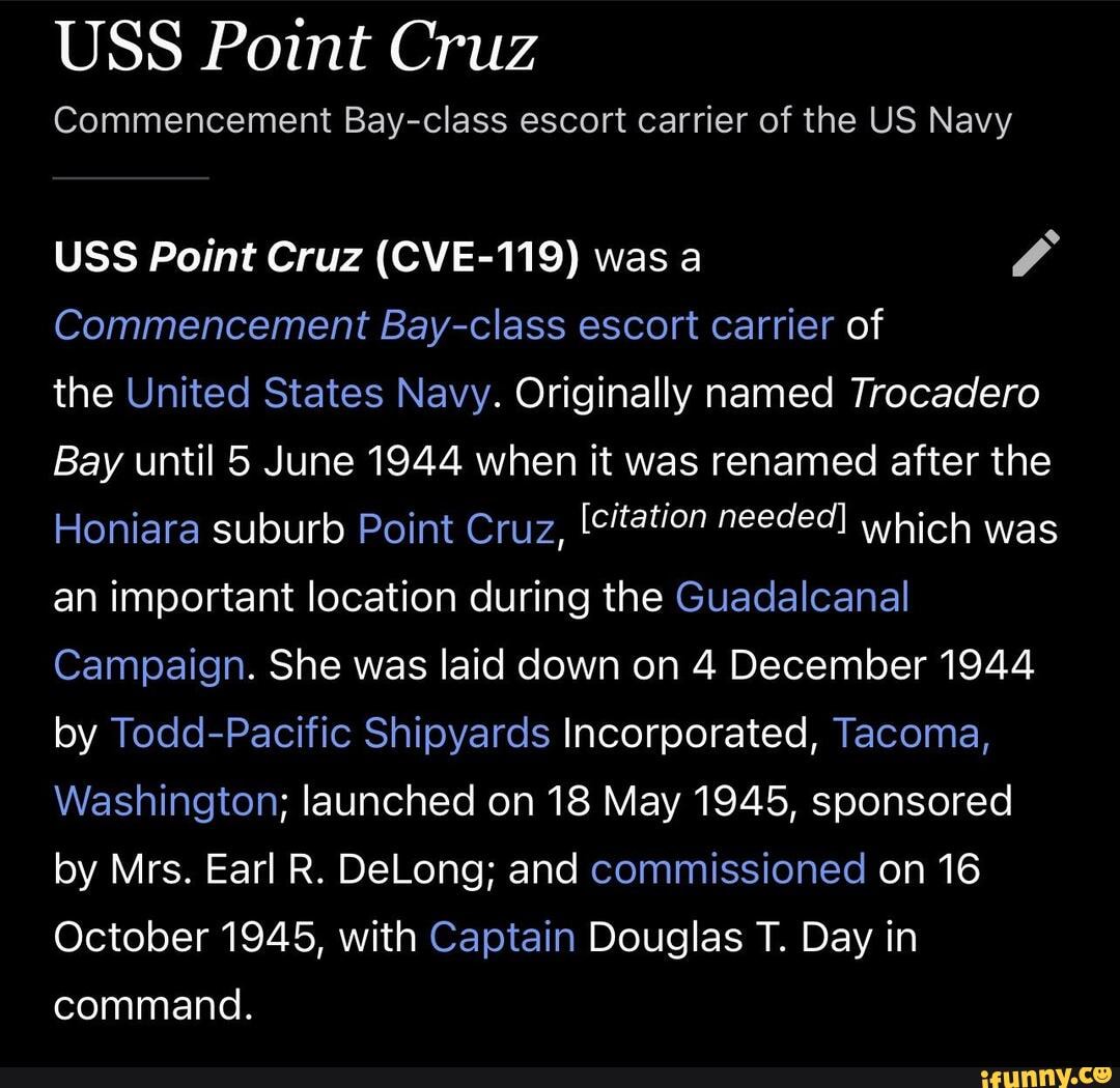 USS Point Cruz Commencement Bay-class escort carrier of the US Navy USS ...