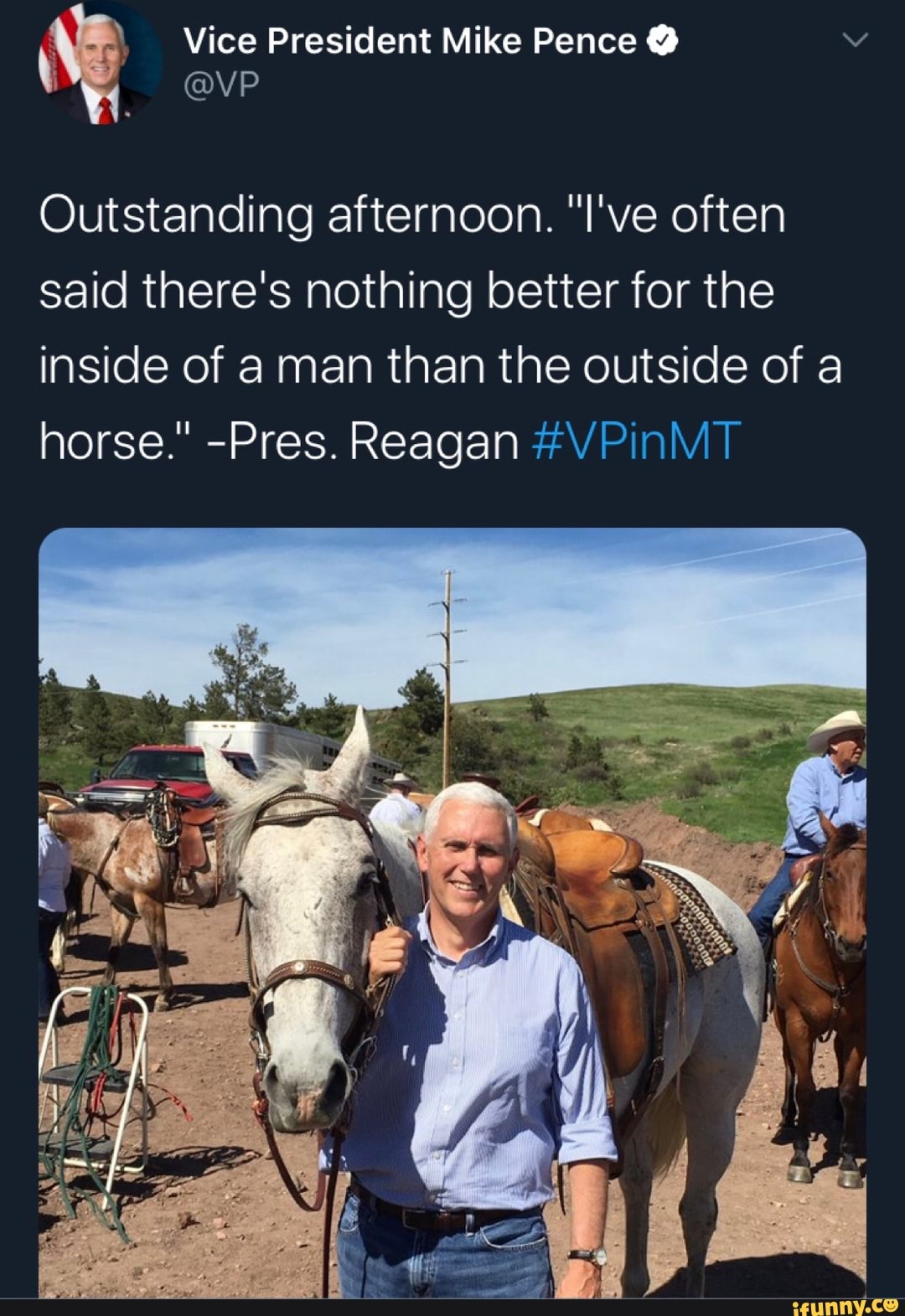 VS Vice President Mike Pence me Outstanding afternoon. "I've often said ...