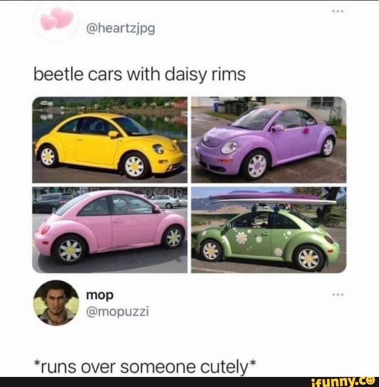 Beetle cars with daisy rims @mopuzzi *runs over someone cutely* - iFunny