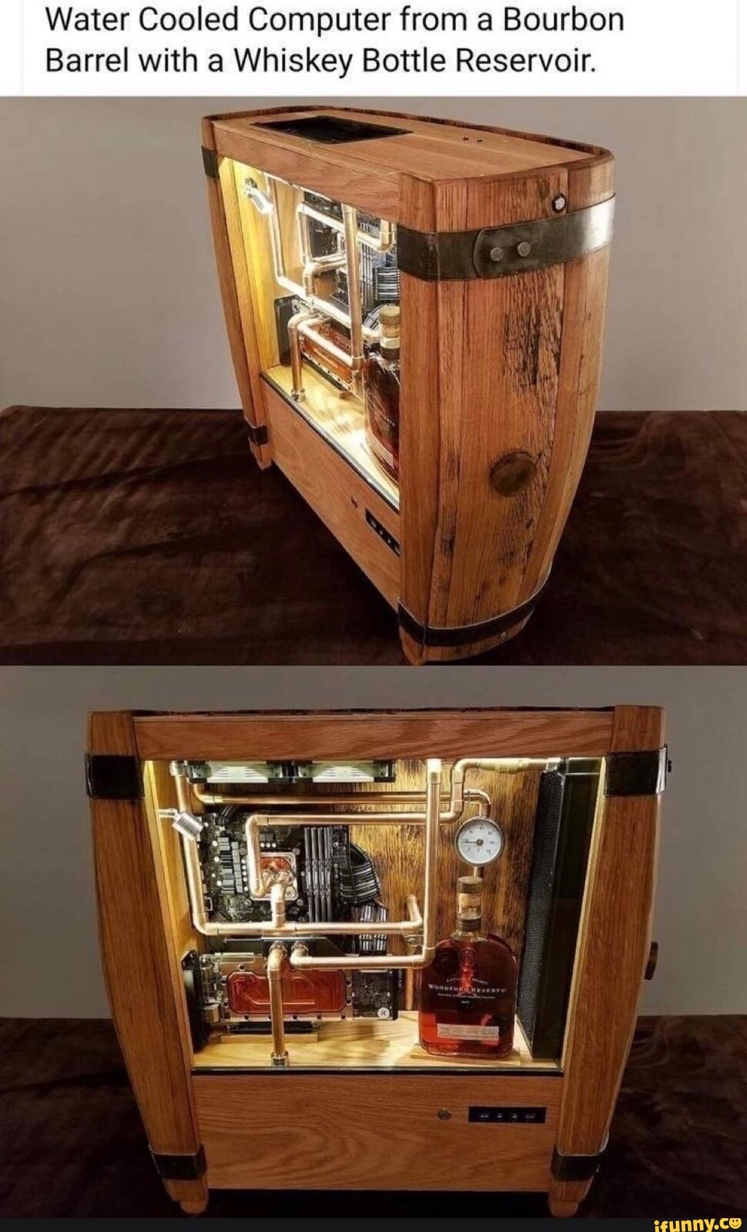 Water Cooled Computer from Bourbon Barrel with a Whiskey Bottle ...