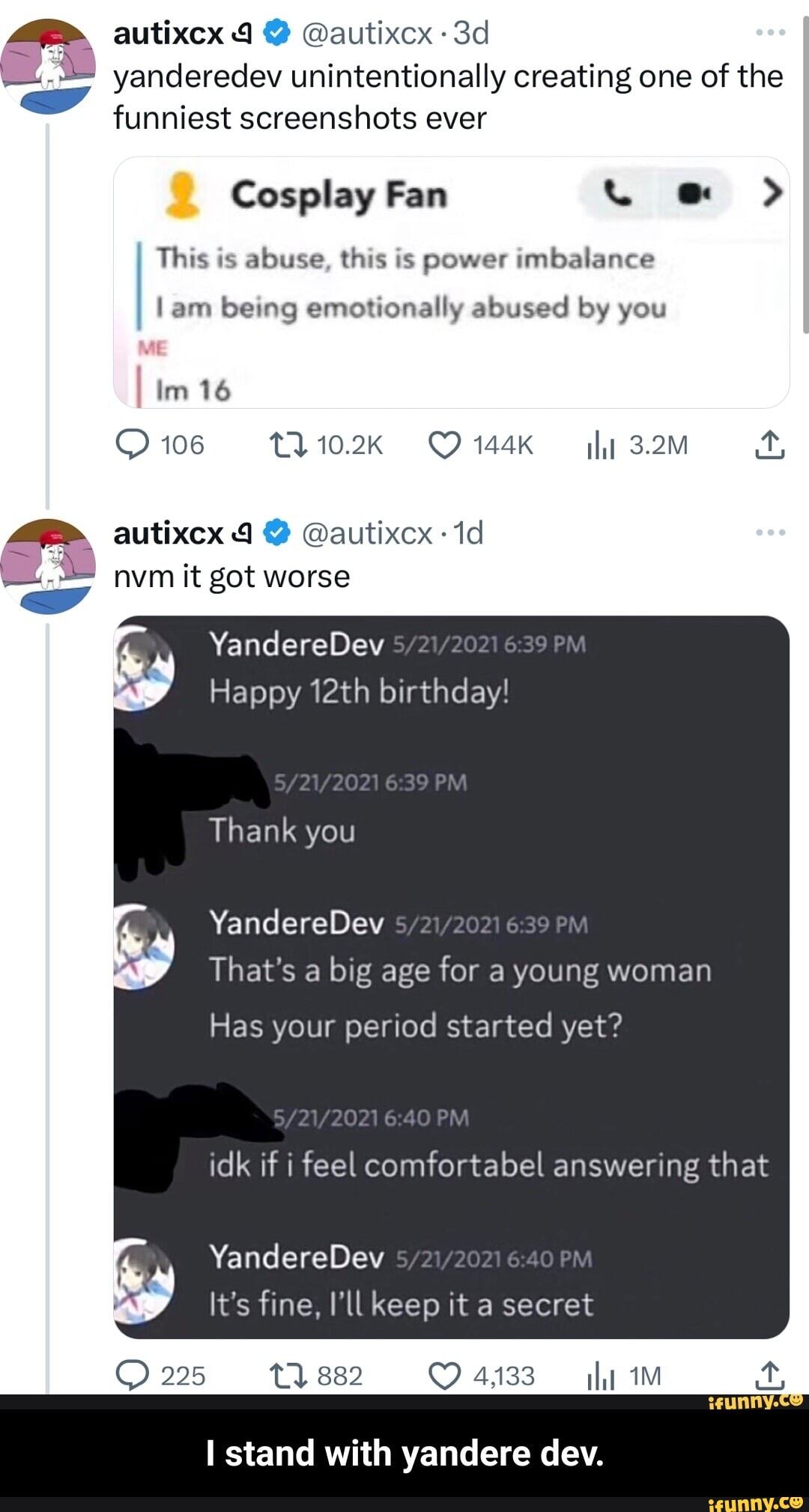 Autixcx 4 @ @autixcx yanderedev unintentionally creating one of the funniest screenshots ever ...