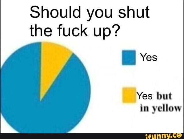Should you shut the fuck up? . Yes Yes but In yellow - iFunny