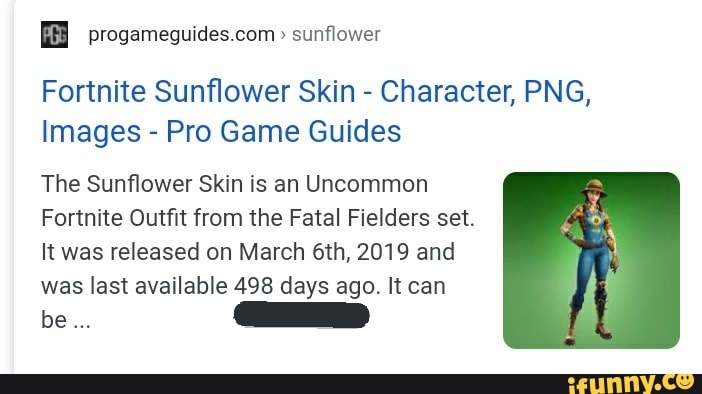 Sunflower Fortnite Sunflower Skin - Character, PNG, Images - Pro Game ...
