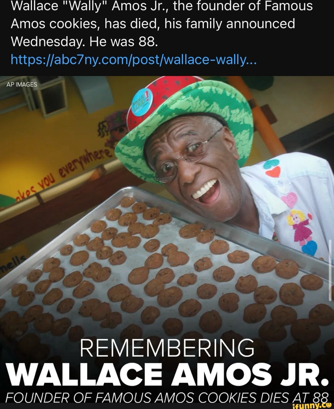 Wallace "Wally" Amos Jr., the founder of Famous Amos cookies, has died ...