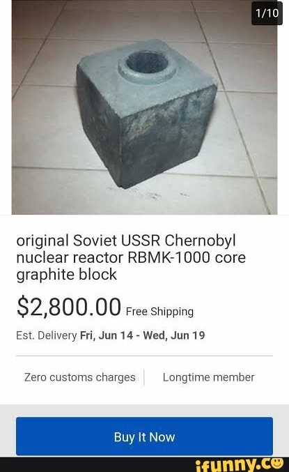 Original Soviet USSR Chernobyl nuclear reactor RBMK-1000 core graphite ...