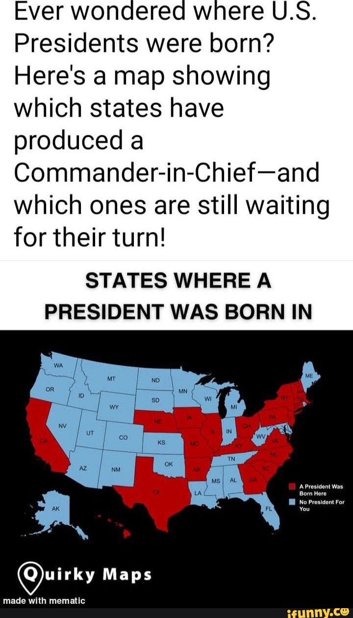 Ever wondered wnere U.S. Presidents were born? Here's a map showing ...