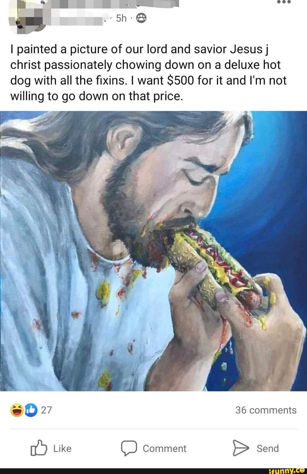 I painted a picture of our lord and savior Jesus christ passionately ...