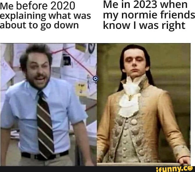 Me before 2020 Me In 2023 when explaining what was my normie friend ...