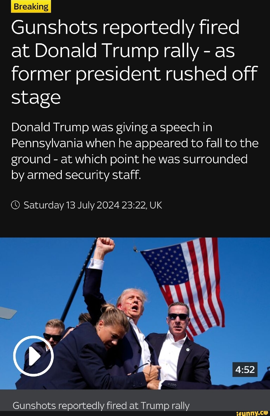 Gunshots reportedly fired at Donald Trump rally - as former president rushed off stage Donald ...