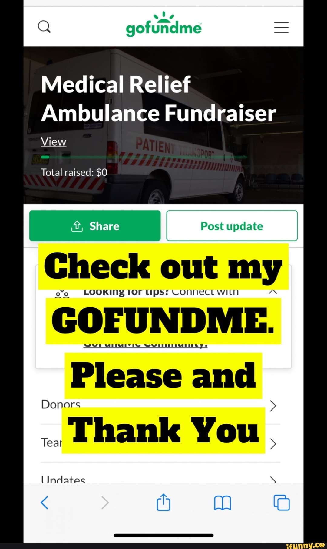 Gofundme Medical Relief Ambulance Fundraiser View Total raised: $0 Post ...
