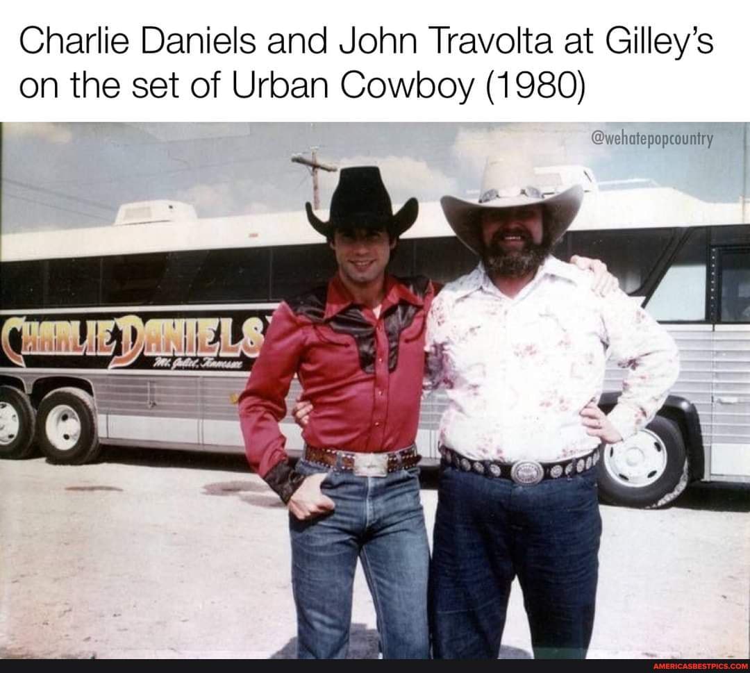 Charlie Daniels and John Travolta at Gilley's on the set of Urban ...